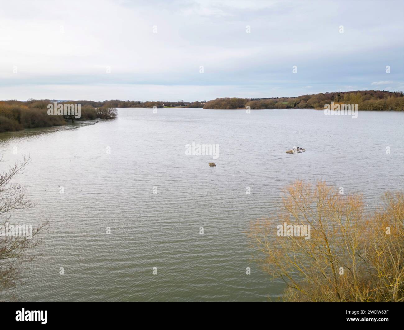 aerial view of bough beech reservoir and nature reserve. Popular with ...