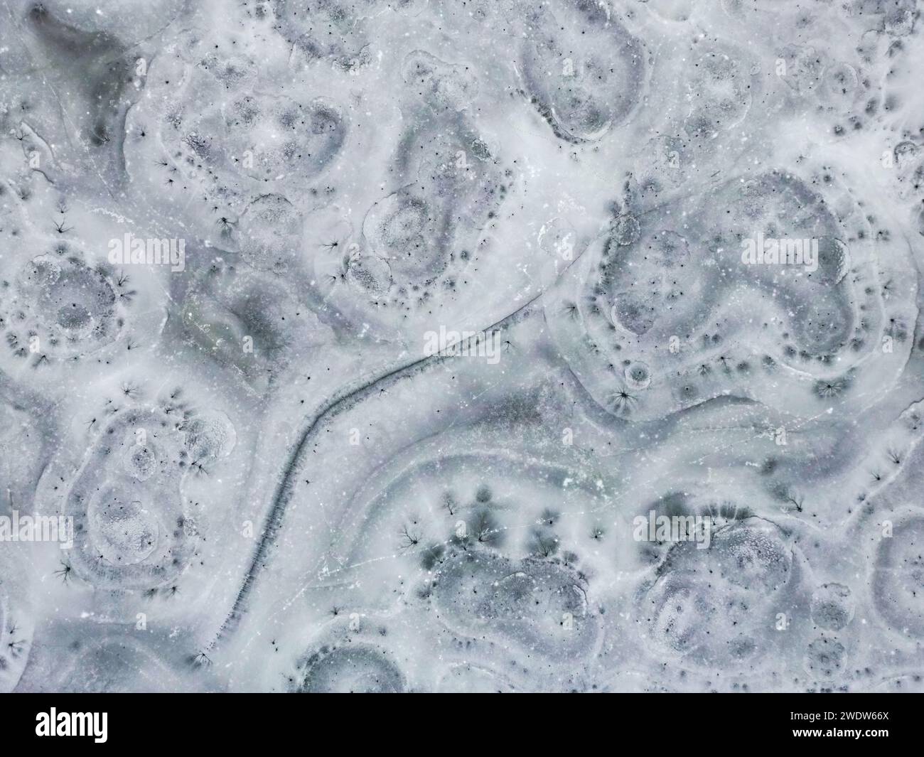 Treplin, Germany. 22nd Jan, 2024. Cracks appear in the ice of Lake ...