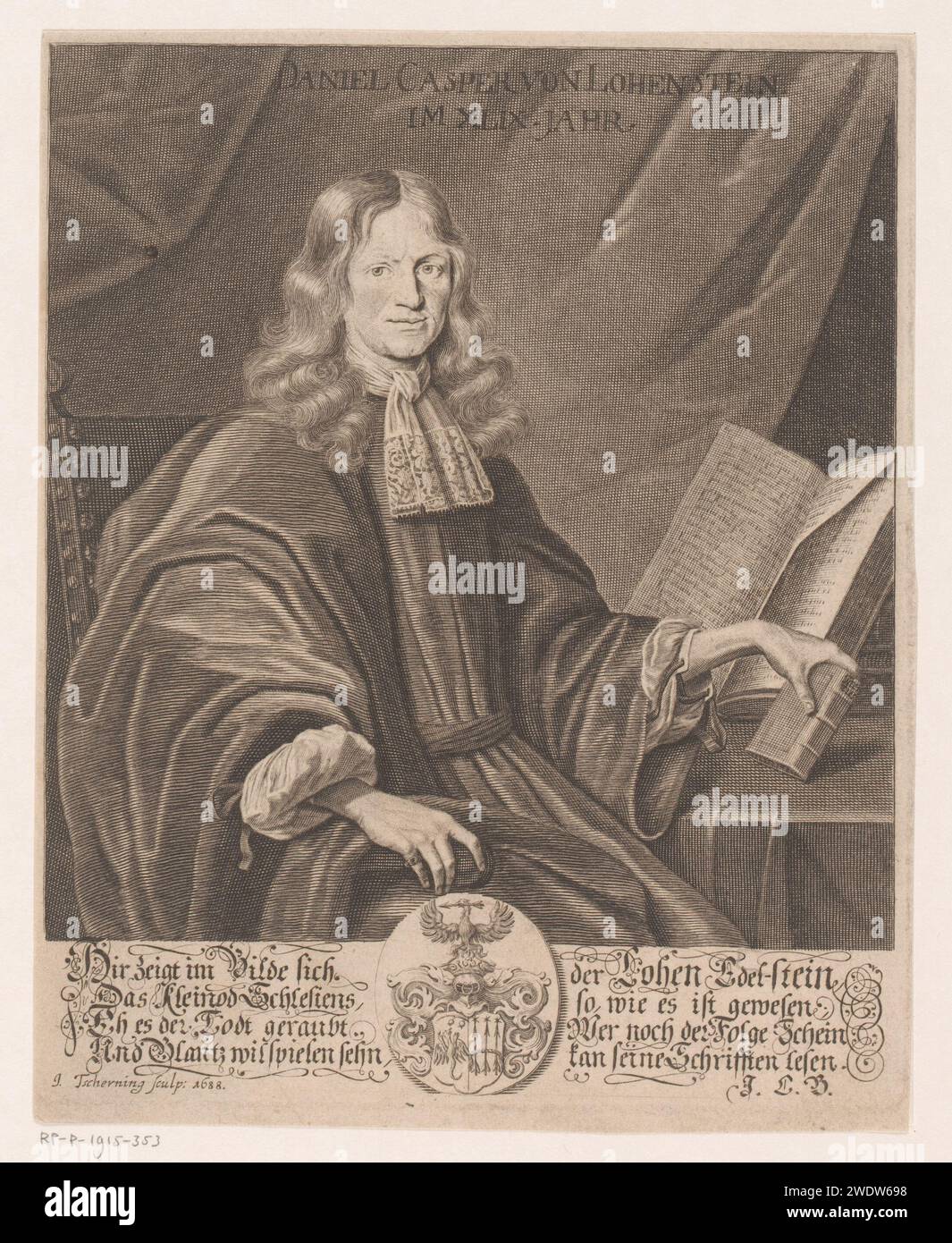 Portrait van Daniel Casper von Lohenstein, Johann Tscherning, 1688 ...