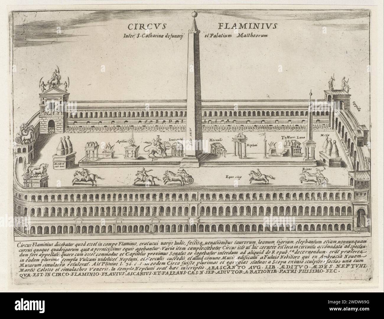 Circus Flaminius Rome, Giacomo Lauro, 1612 - 1628 print Text in Latin ...