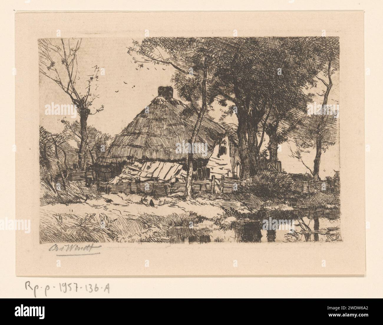 Farm on a Plas, Chris van der Windt, 1887 - 1952 print paper etching ...