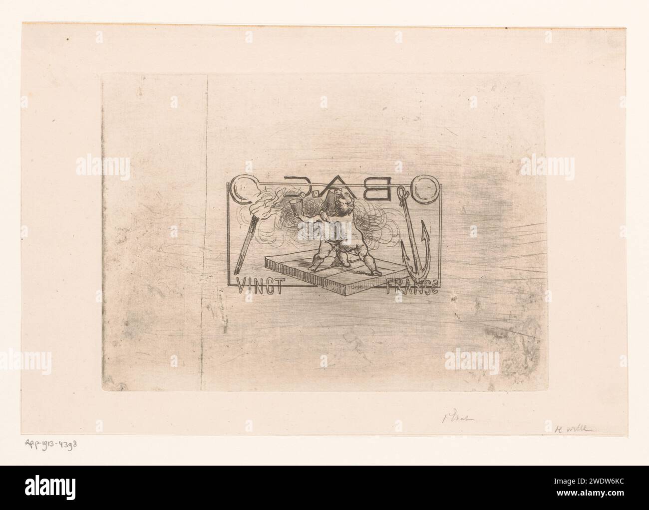 Two putti with dice game, a torch and an anchor, Adrien de Witte ...