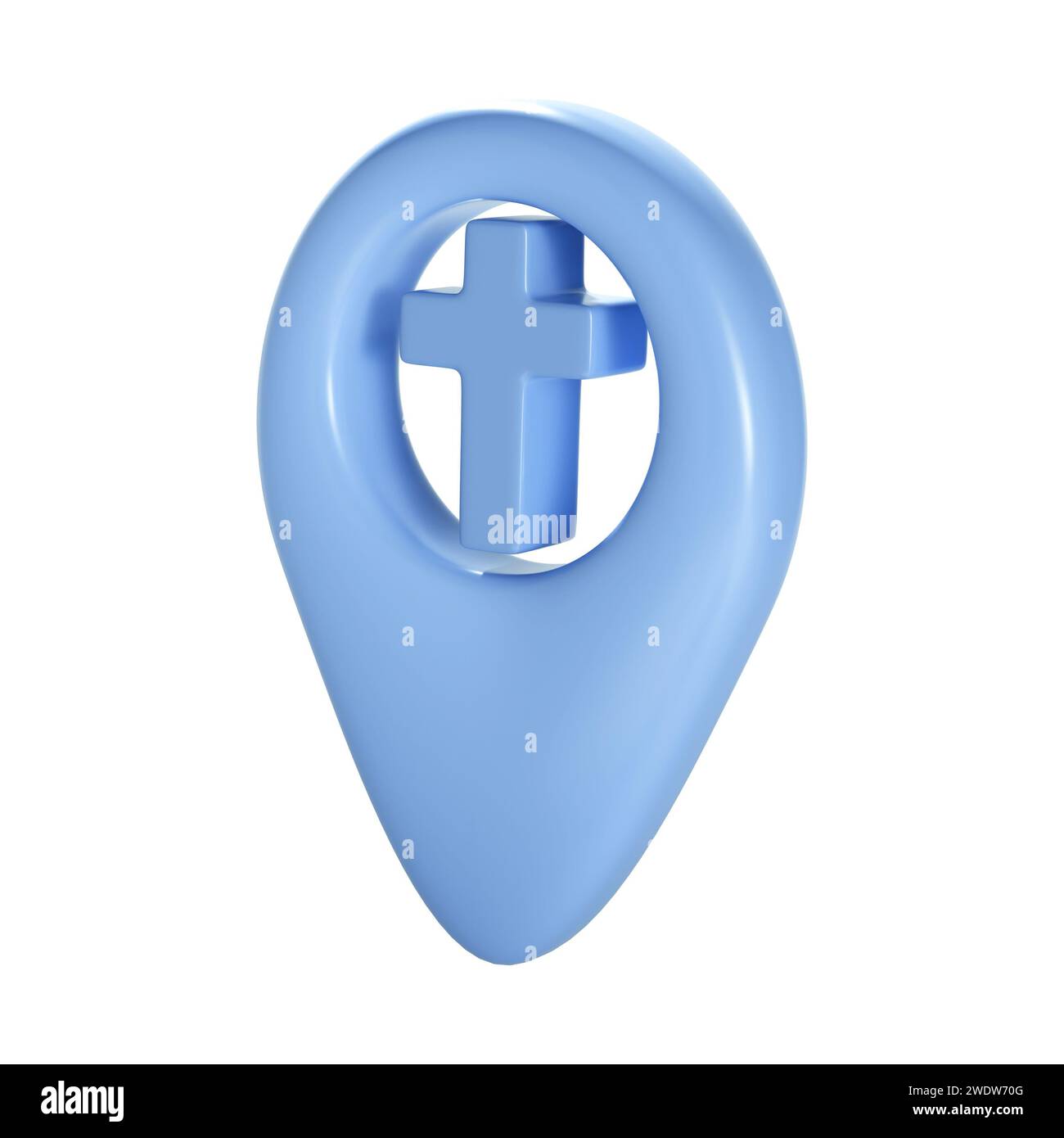 Christian 3d blue cross geotag gps icon. Element for church place ...