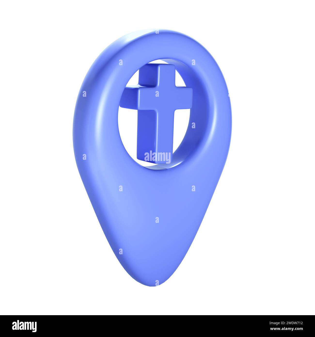 Christian 3d blue cross geotag gps icon. Element for church place ...