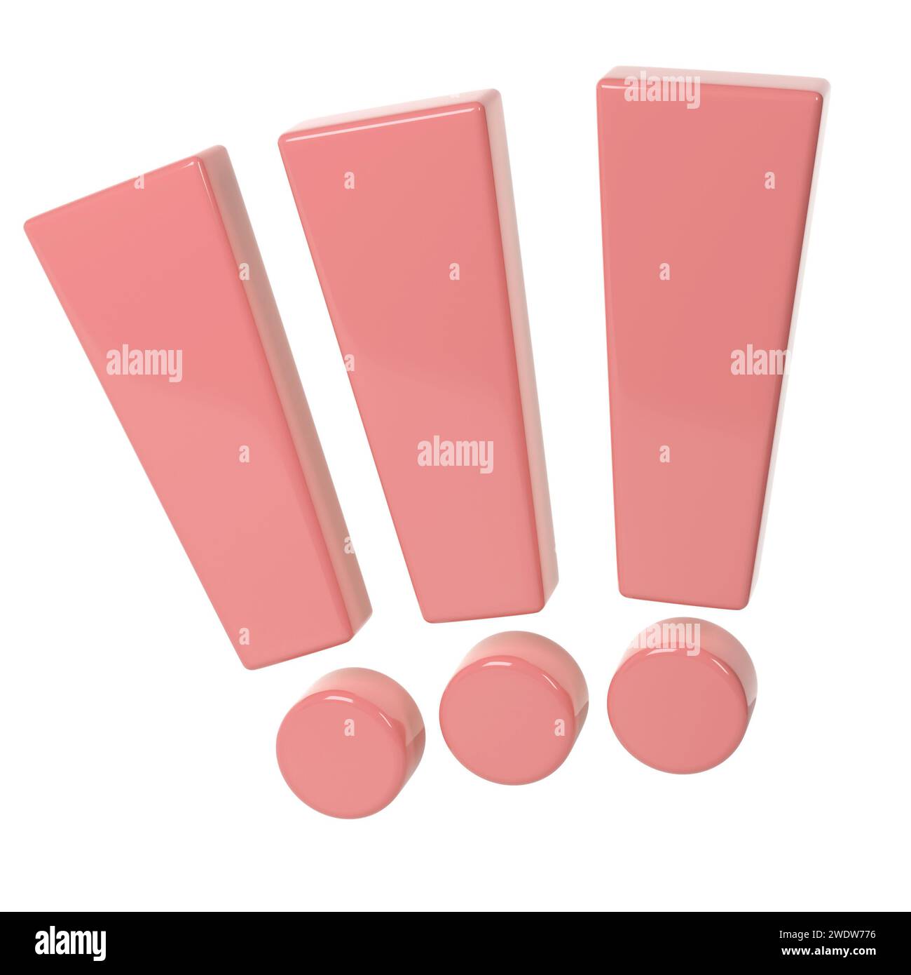 Three Exclamation signs pink color. Realistic 3d balloon on white ...
