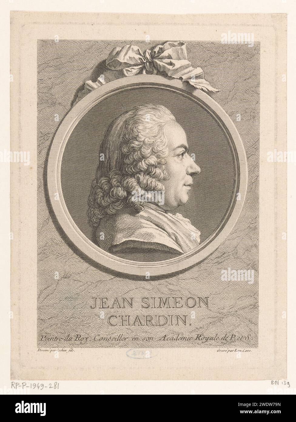 Portret van Jean Baptiste Siméon Chardin, Laurent Cars, c. 1755 print ...