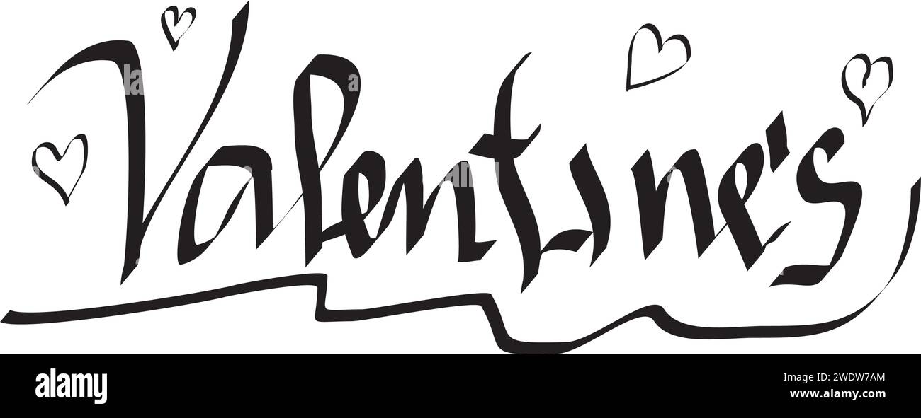 Valentine brush lettering icon, Template for card, banner or poster for ...