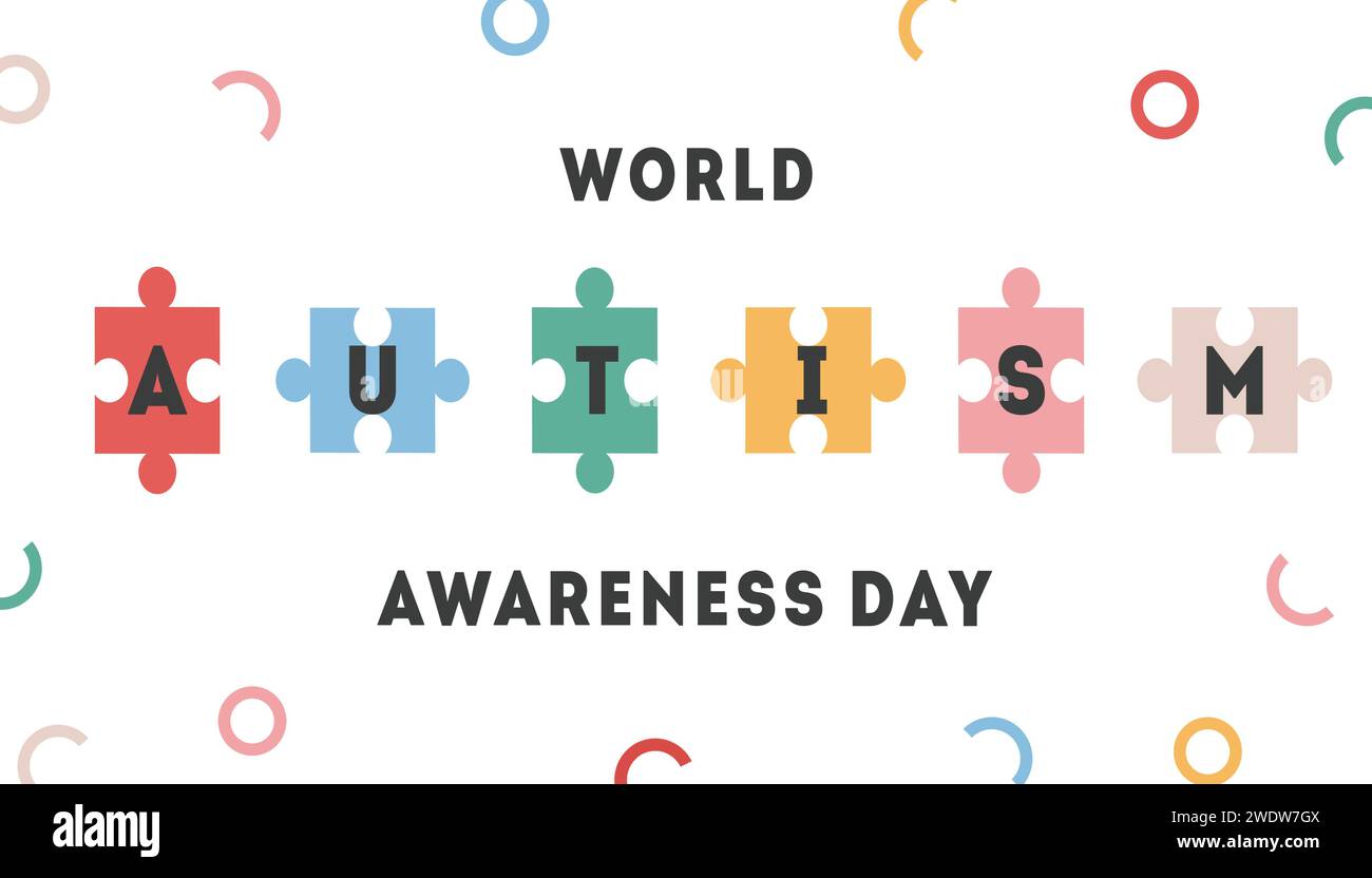 International Autism Awareness Day Banner. Colorful puzzle pieces ...