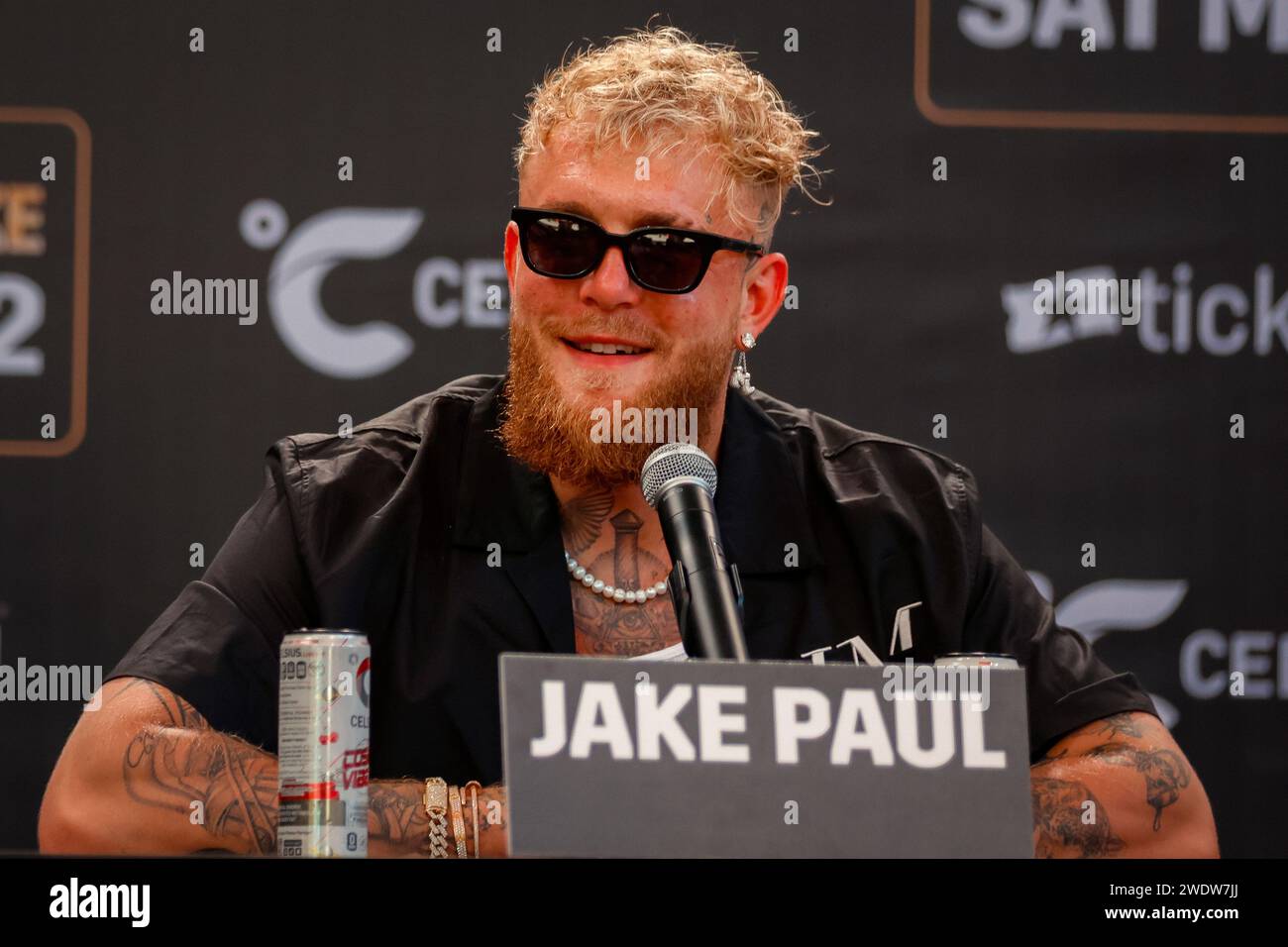 SAN JUAN, PUERTO RICO Jake Paul talking in the press conference, March ...