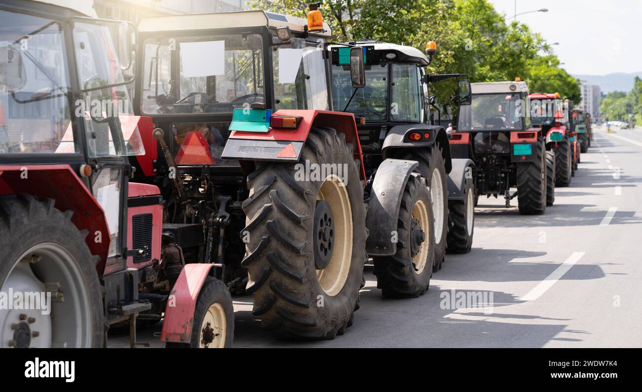 Farmers tractors during protest hi-res stock photography and images - Alamy