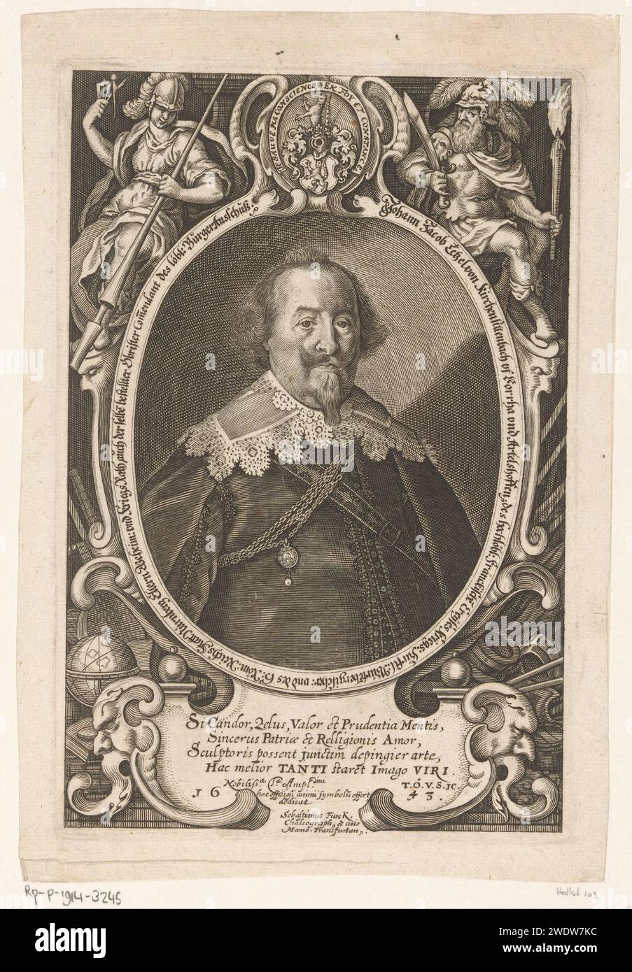 Portrait of Johann Jacob Tetzel, Sebastian Furck, 1643 print With ...