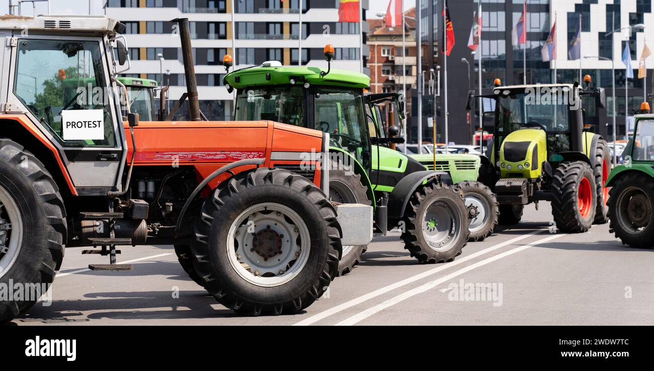 Farmers tractor protest against hi-res stock photography and images - Alamy