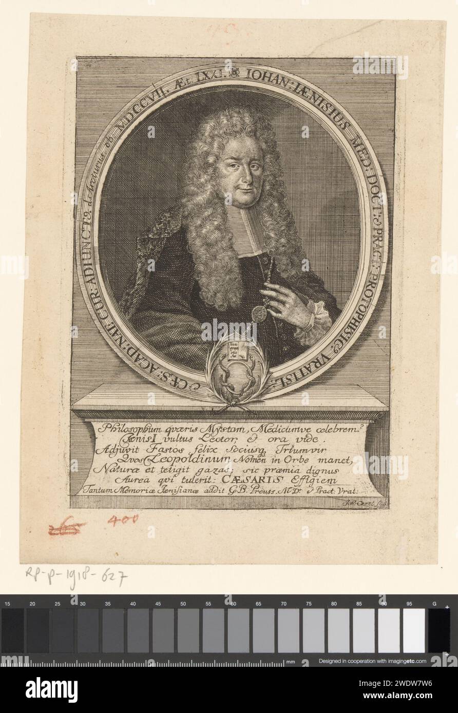 Portrait van Johann Jaenisch, Johann Oertl, 1705 - 1718 print paper ...