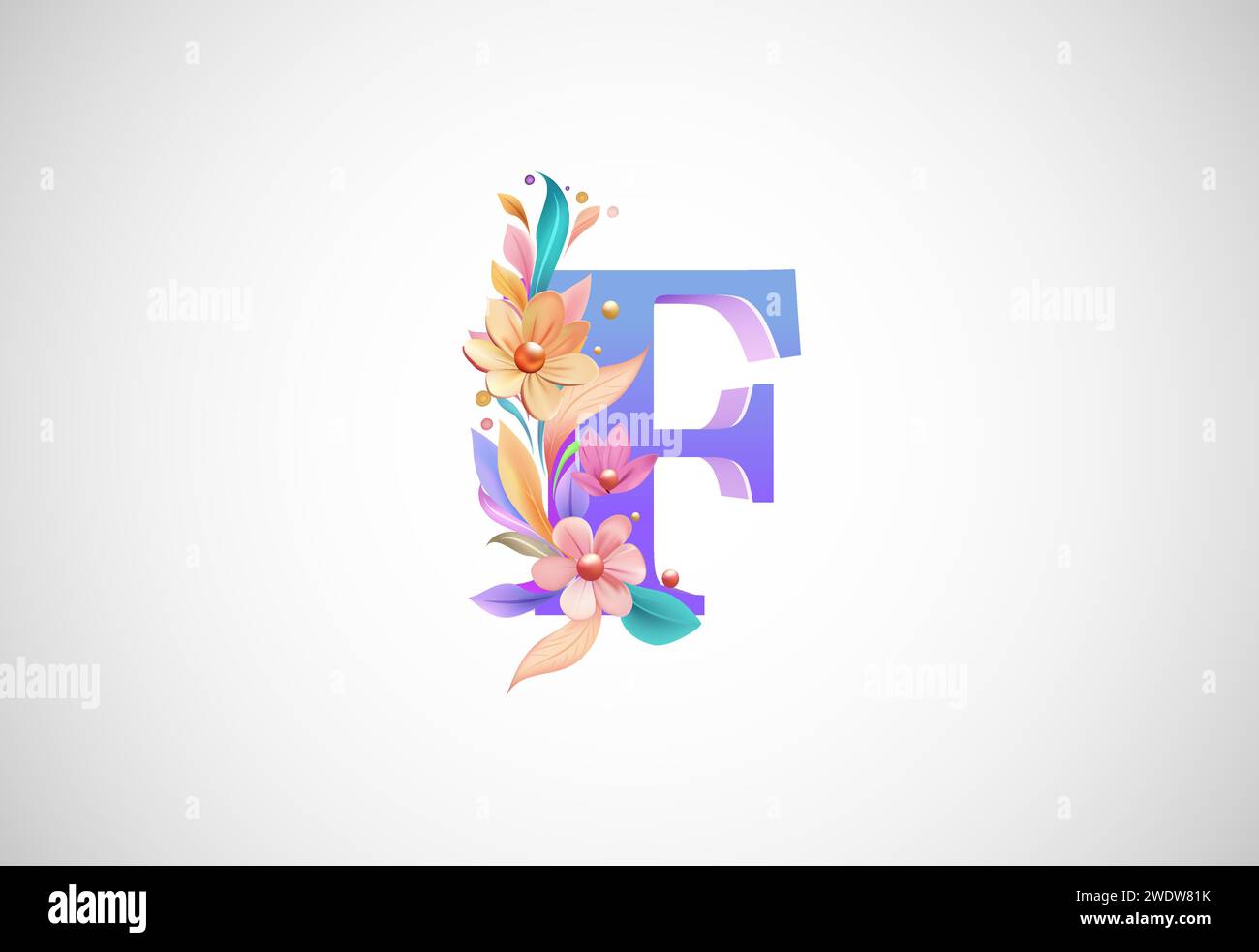 Floral alphabet. Logo for wedding invitations, greeting card, birthday ...