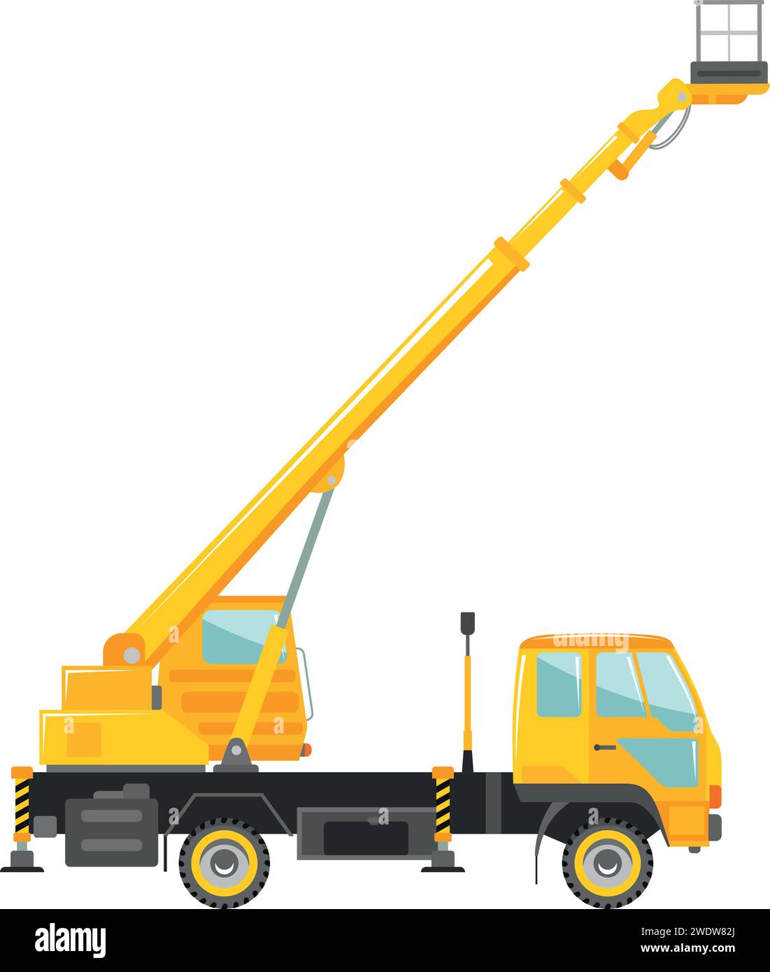 Aerial Work Platform Bucket Truck Icon in Flat Style Stock Vector Image ...