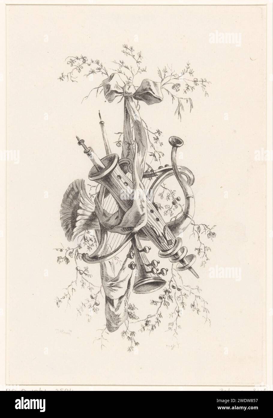 Trophy with musical instruments, Johann Heinrich Hess (1746-1816 ...