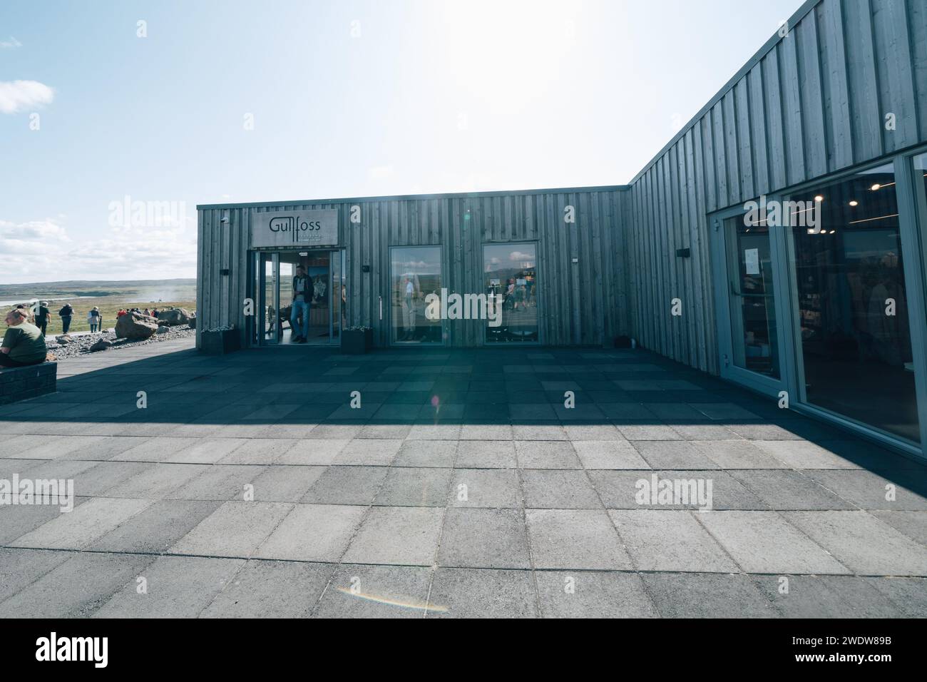 Gullfoss, Iceland - July 9, 2023: Outside the visitor center, gift shop ...