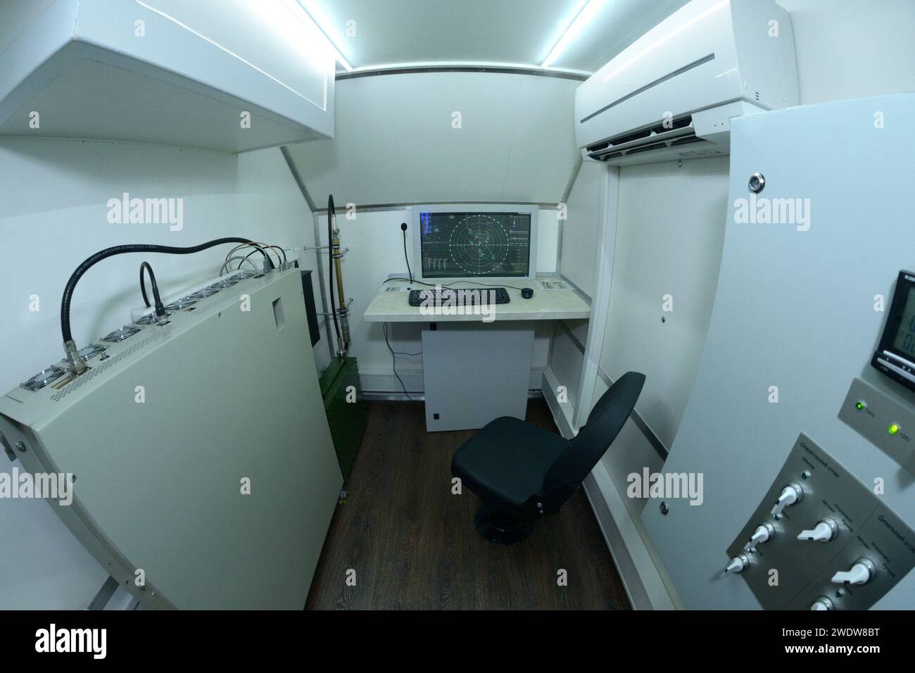 Military ground mobile radar operator compartment, workplace, control ...