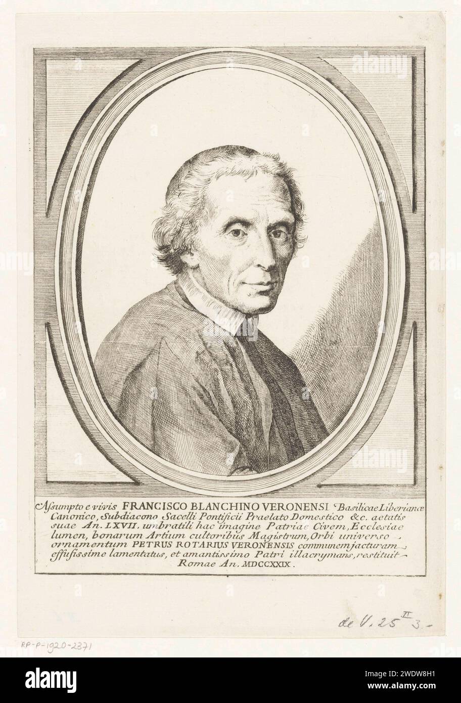 Portrait of scientist and spiritual Francesco Bianchini, Pietro Rotari ...