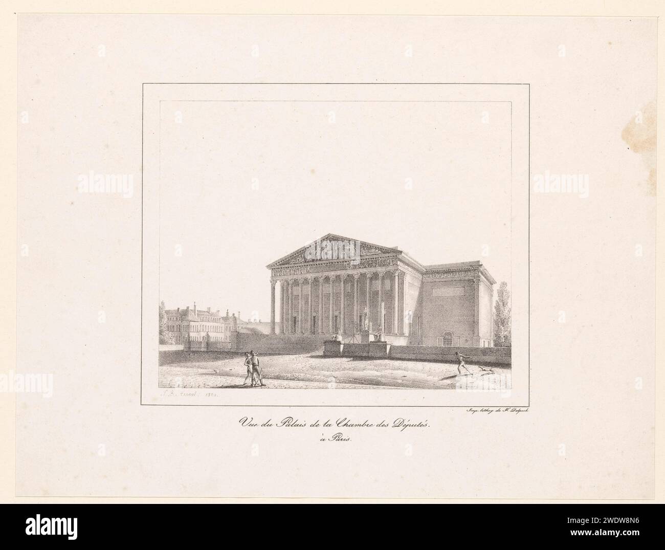 View of the Palais Bourbon in Paris, Jean Baptiste Arnout, 1820 print ...