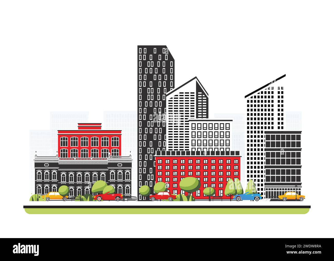Town center scene in Stock Vector Images - Alamy