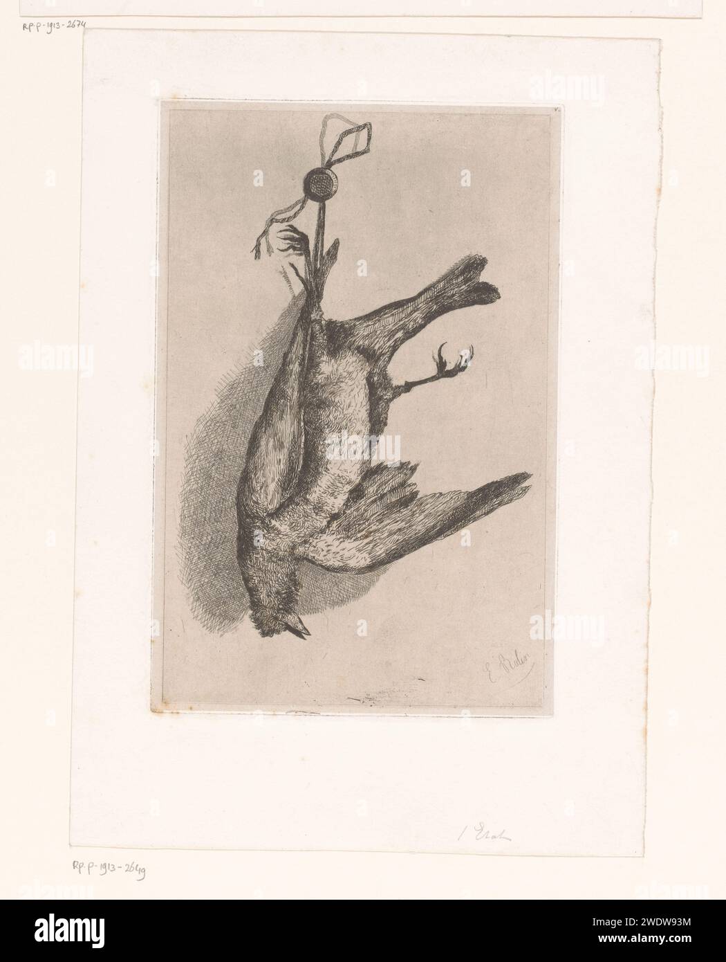 Dead Bird, hung on a leg, Emilie Rolin -Jacquemijns, 1852 - 1906 print ...