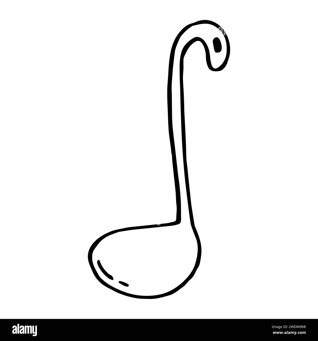 Black and white vector illustration of ladle in doodle style Stock ...
