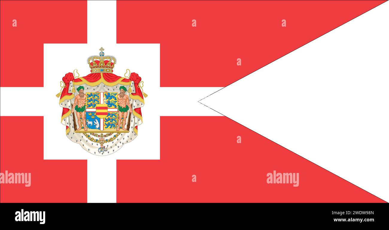Kingdom of Denmark, royal flag standard of the queen Margerethe II ...