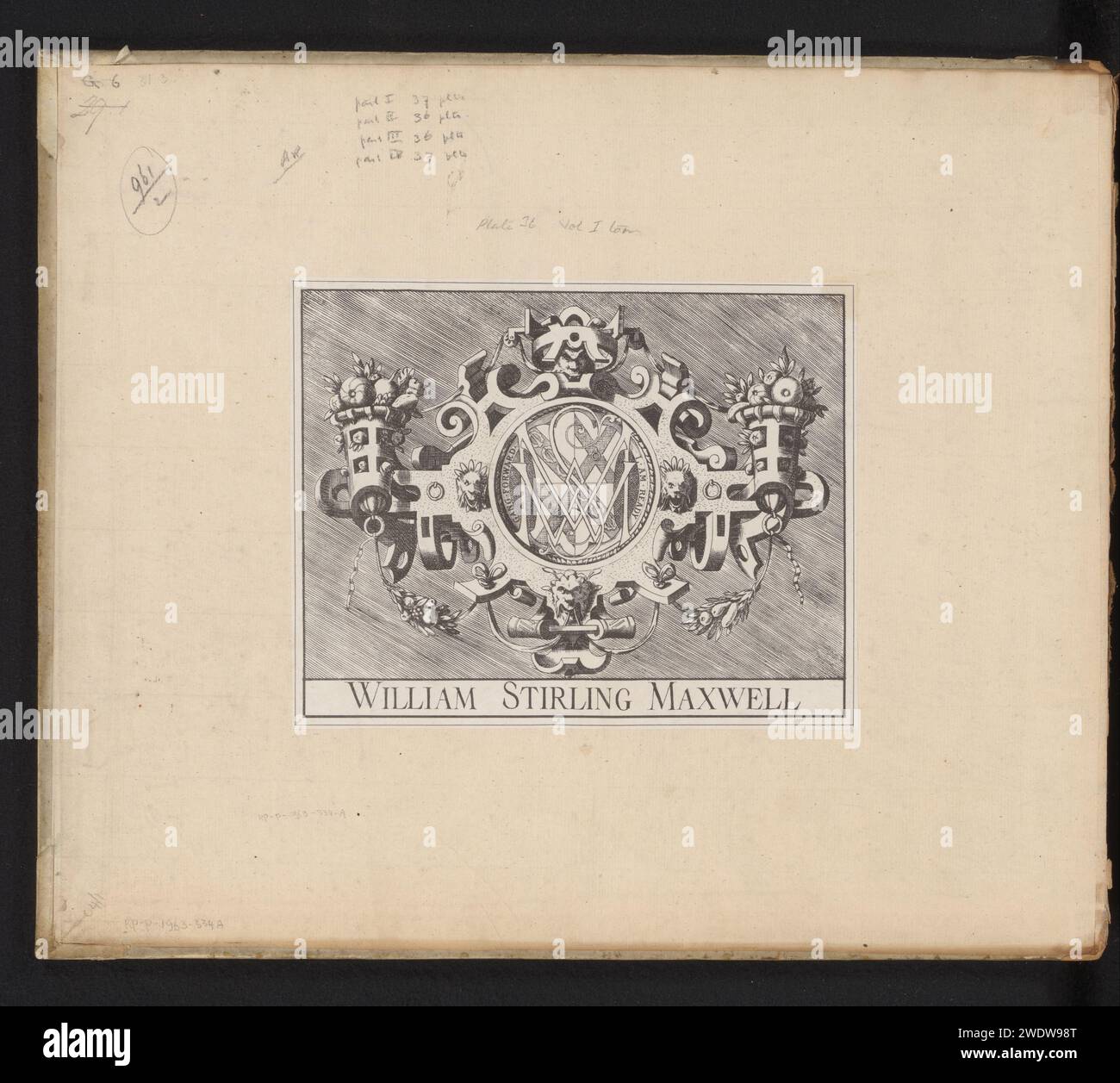 Ex libris van William Stirling Maxwell, anonymous, 1838 - 1878 William ...