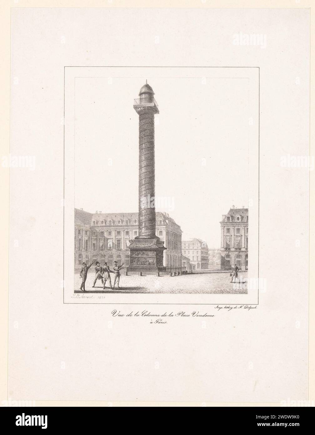 View of the Austerlitz column on the Place Vendôme in Paris, Jean ...