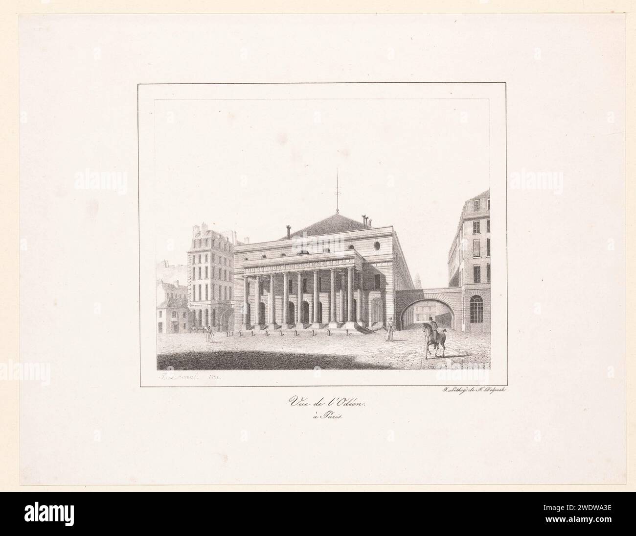 View of the Odéon theater in Paris, Jean Baptiste Arnout, 1820 print ...