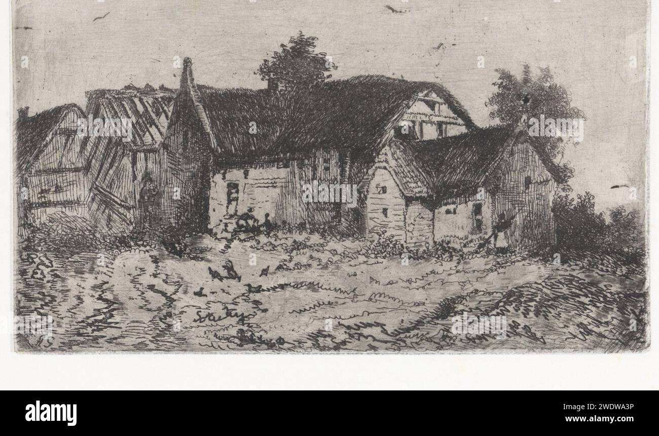 Group of Rieted Houses, Arnoud Schaepkens, 1855 - 1904 print paper ...