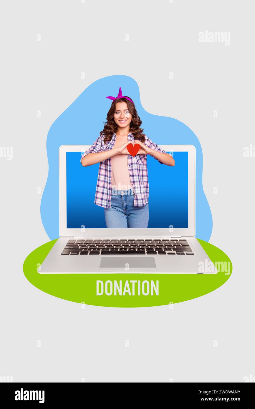 Collage creative image illustration smile beautiful cheerful young ...