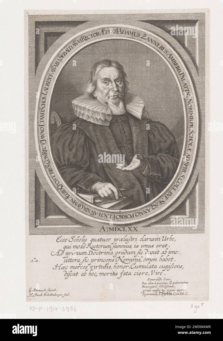 Portrait of Adam Zanner at the age of 70, Johann Jacob Schollenberger ...