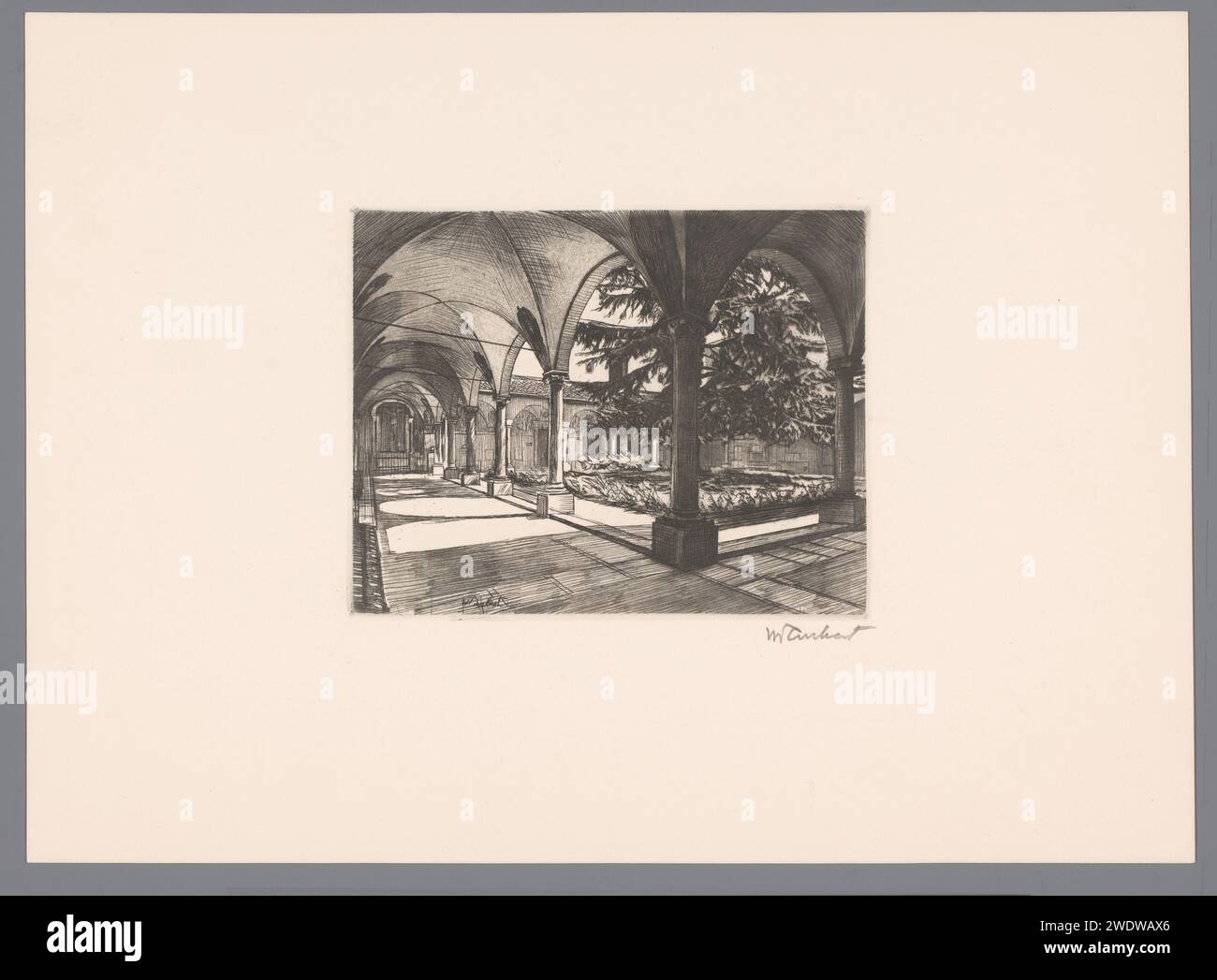 Clooster gang in Florence, Guglielmo Taubert, 1886 - 1927 print ...