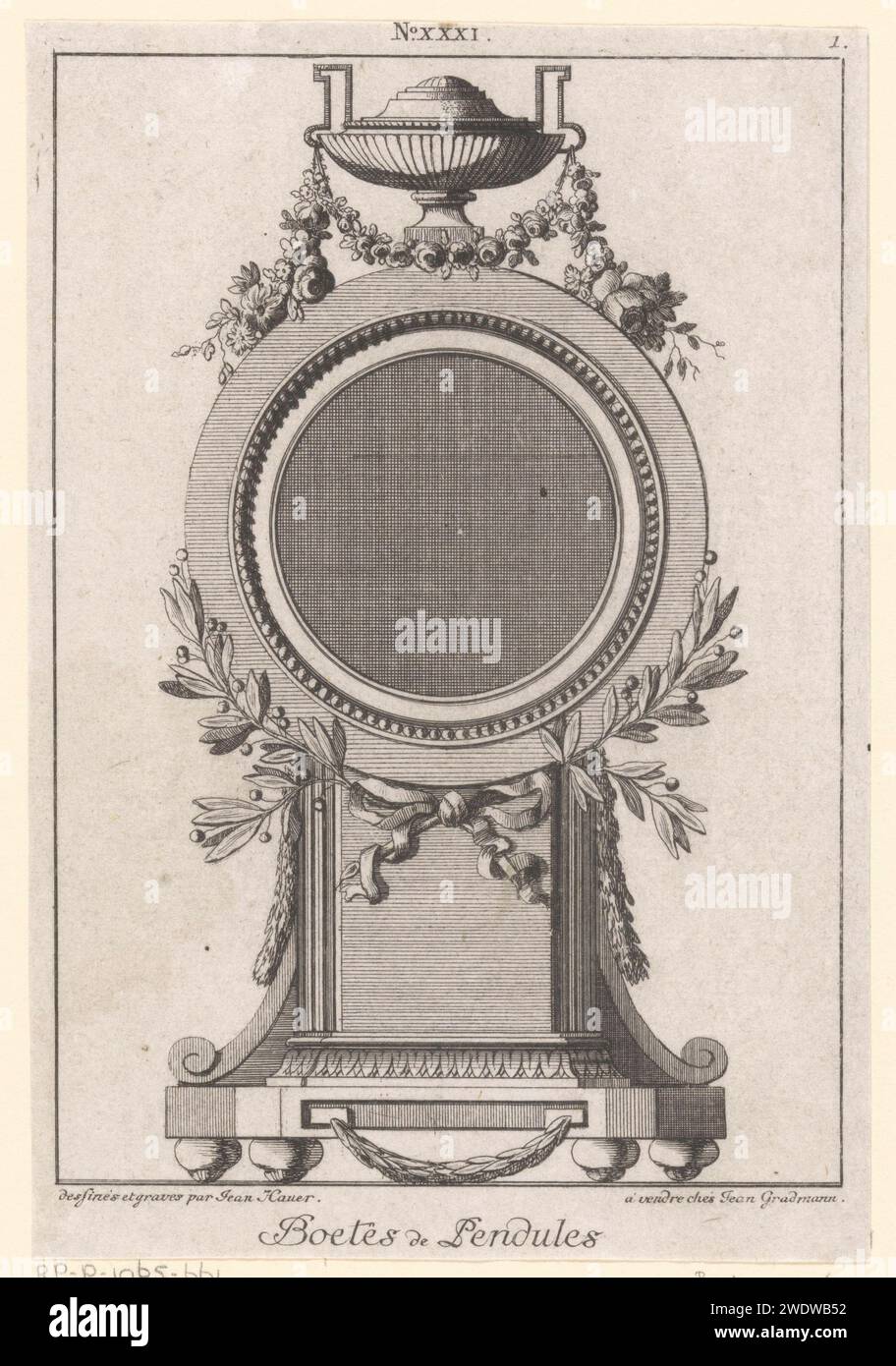 Pendulum, Johann Thomas Hauer, 1758 - 1820 print Design for a pendulum ...