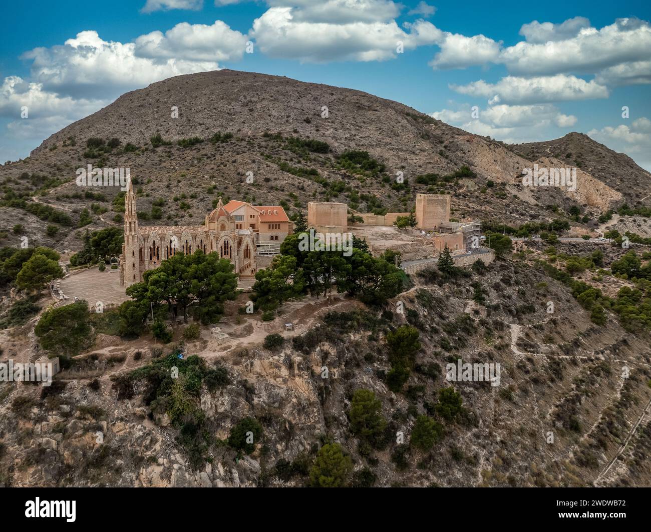 Aerial view of Mola castle and Santa Maria Magdalena santuary in ...