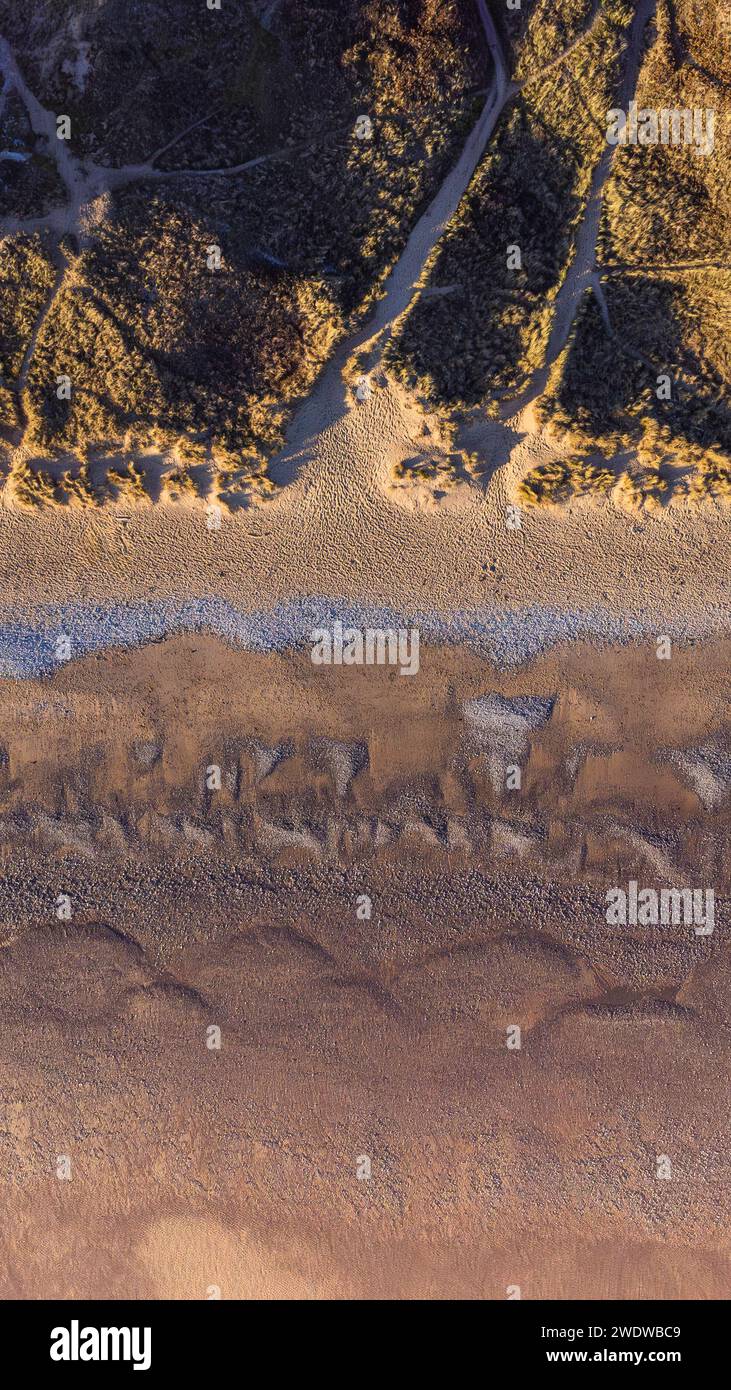 Aerial views over Horton Beach on the Gower Peninsula, Horton, Gower ...