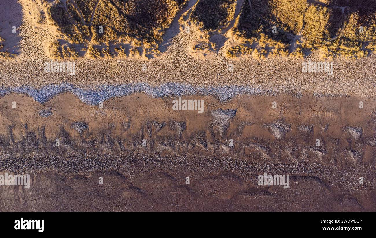 Aerial views over Horton Beach on the Gower Peninsula, Horton, Gower ...