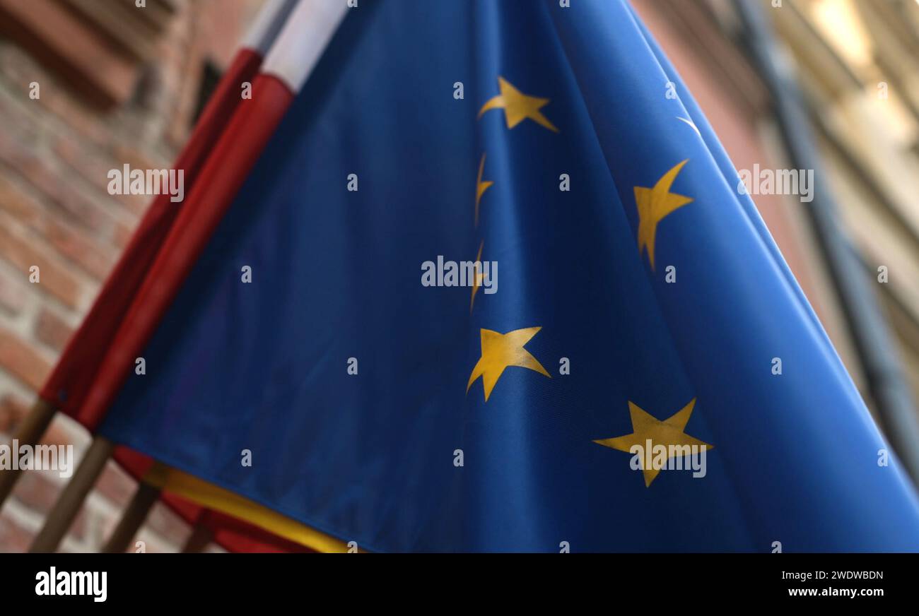 Polish and Europe Union flags as symbol of democracy, unity and liberty ...