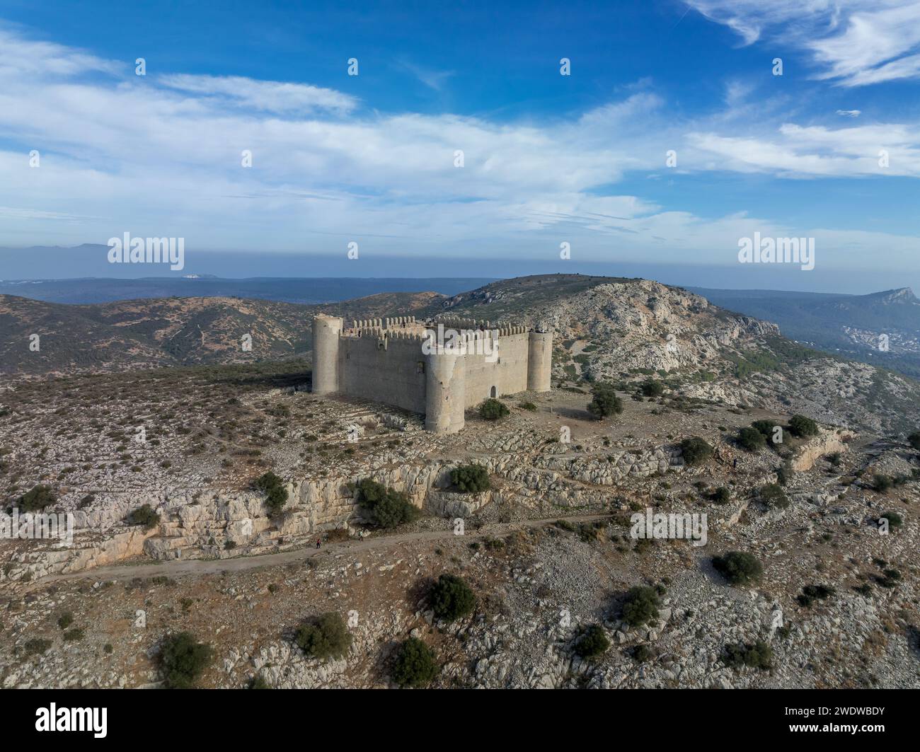 Aerial view of Montgri medieval castle in Torroella de Montgrí ...