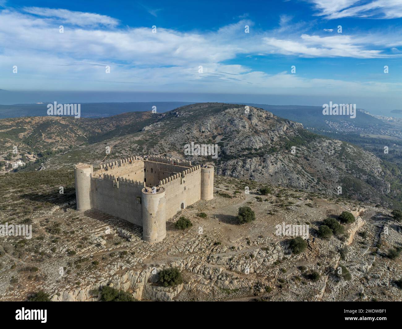 Aerial view of Montgri medieval castle in Torroella de Montgrí ...