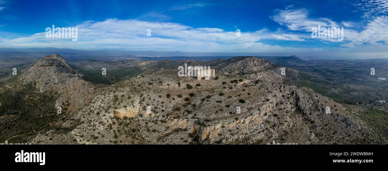 Aerial view of Montgri medieval castle in Torroella de Montgrí ...