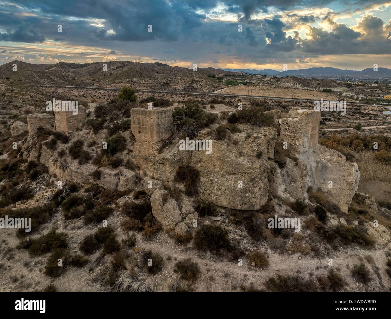 Aerial view of Rio castle medieval ruin with Arab origin near Aspe ...