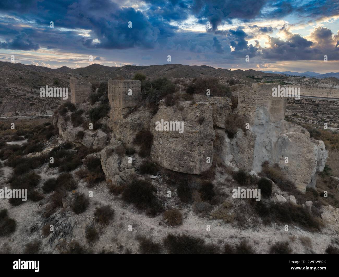 Aerial view of Rio castle medieval ruin with Arab origin near Aspe ...