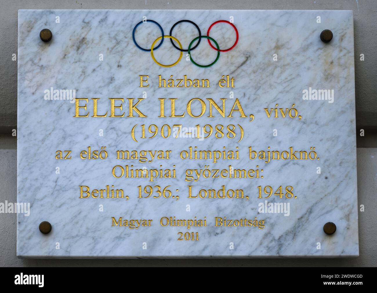 Olympics gold medalist Ilona Elek memorial plaque, Budapest, Hungary ...