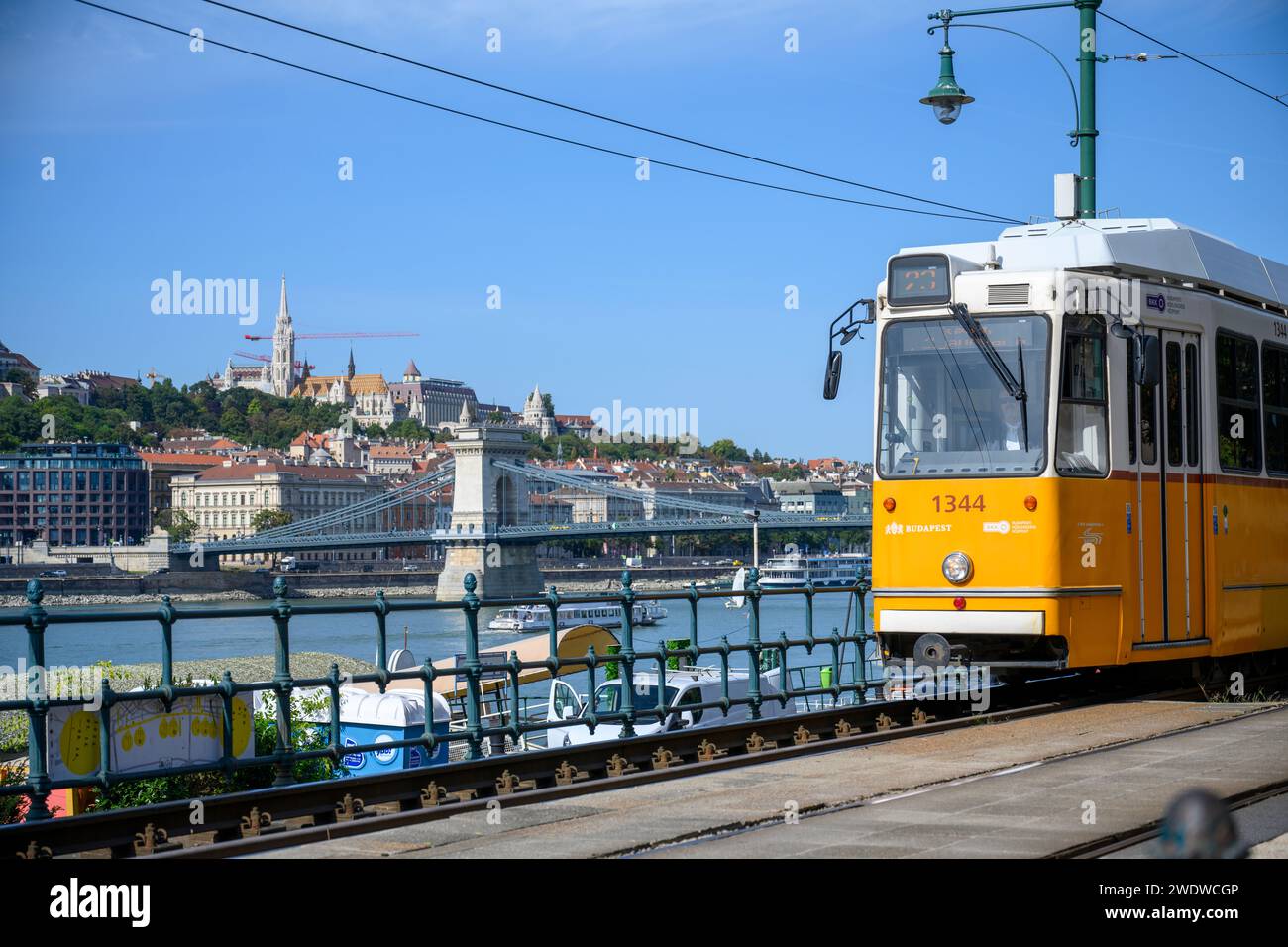 Tram line that runs along the Danube River, Budapest Hungary Stock ...