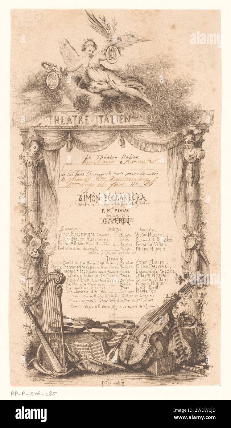 Invitation and program for the opera 'Simon Boccanegra' in the Theater ...