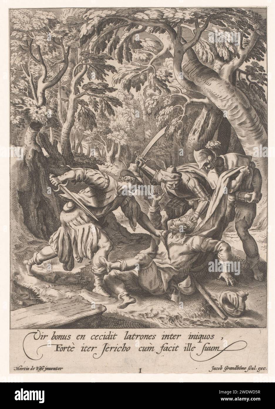 Robbery on the traveler, Jacques Granthomme, After Maerten de Vos, 1588 ...