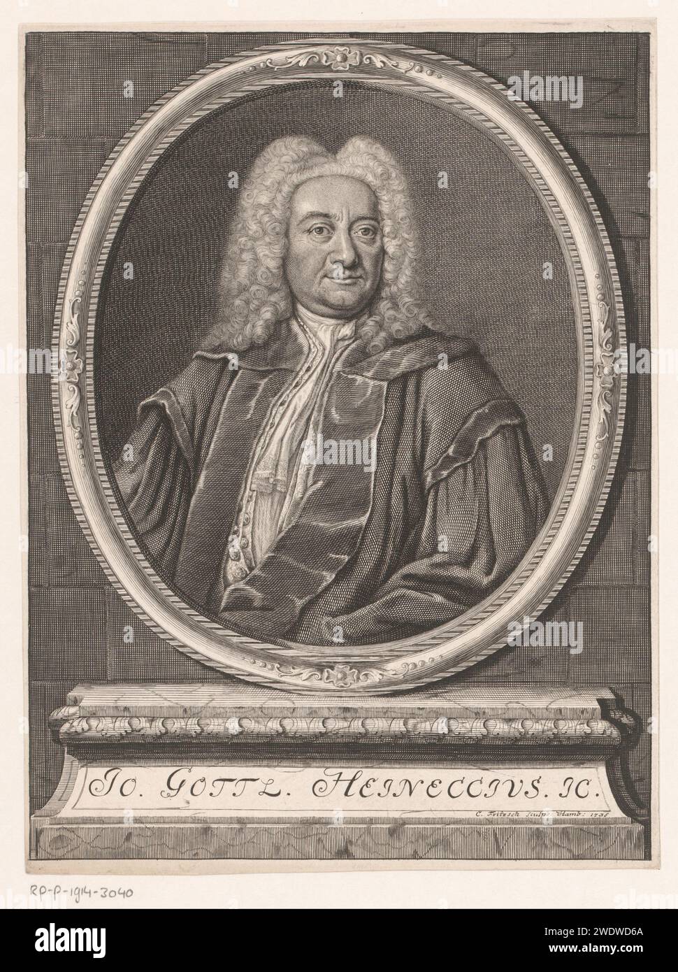 Portrait van Johann Gottlieb Heinecke, Christian Fritzsch, 1735 print ...